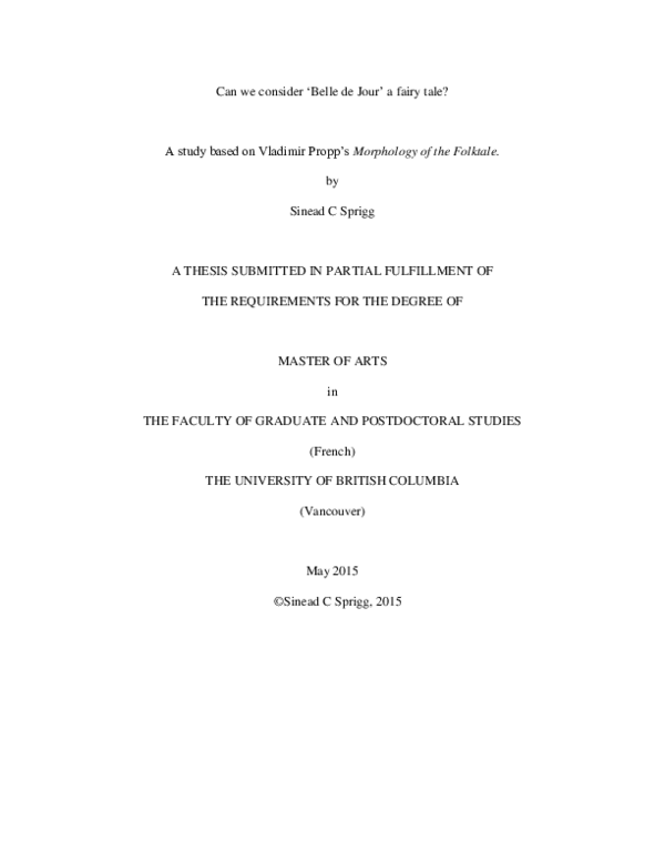 (PDF) Can we consider ‘Belle de Jour’ a fairy tale? : a study based on ...