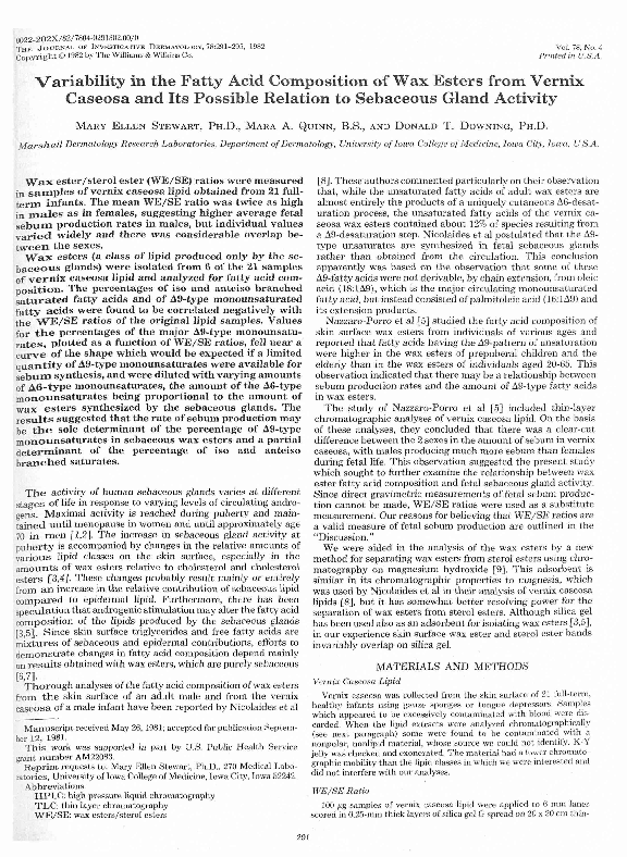 (PDF) Variability in the Fatty Acid Composition of Wax Esters from ...