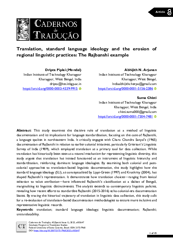 (PDF) Translation, standard language ideology and the erosion of ...