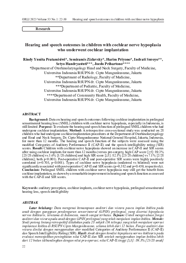 (PDF) Hearing and speech outcomes in children with cochlear nerve ...
