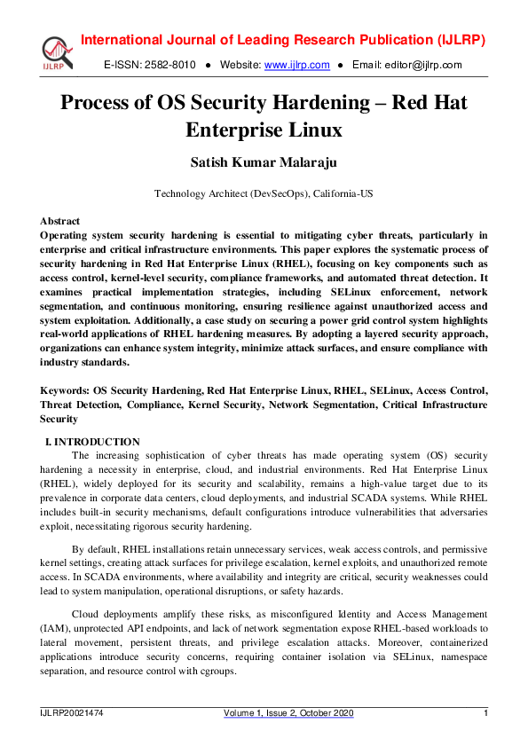 (PDF) Process of OS Security Hardening – Red Hat Enterprise Linux