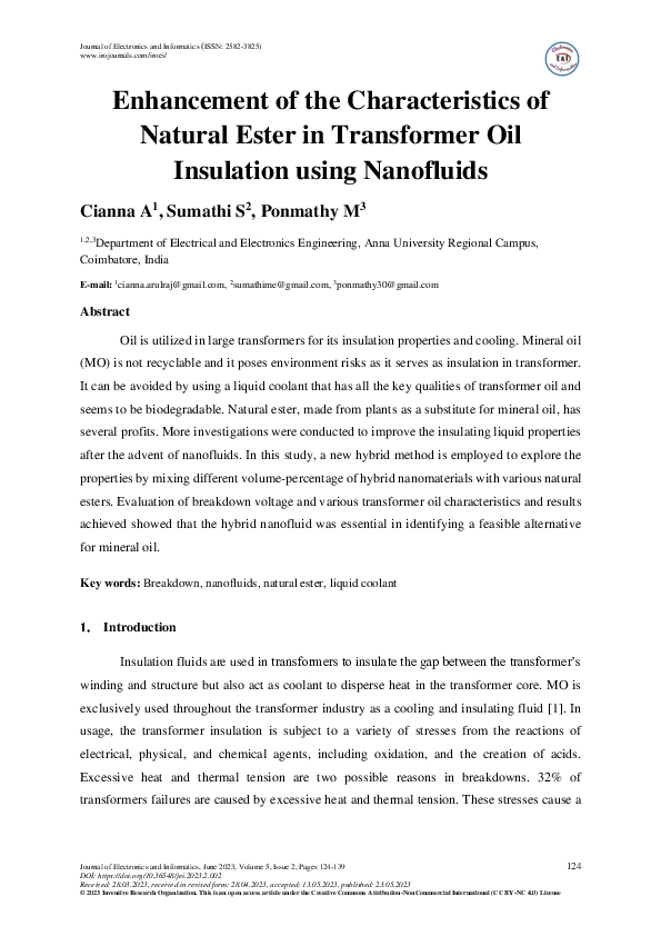 (PDF) Enhancement of the Characteristics of Natural Ester in ...