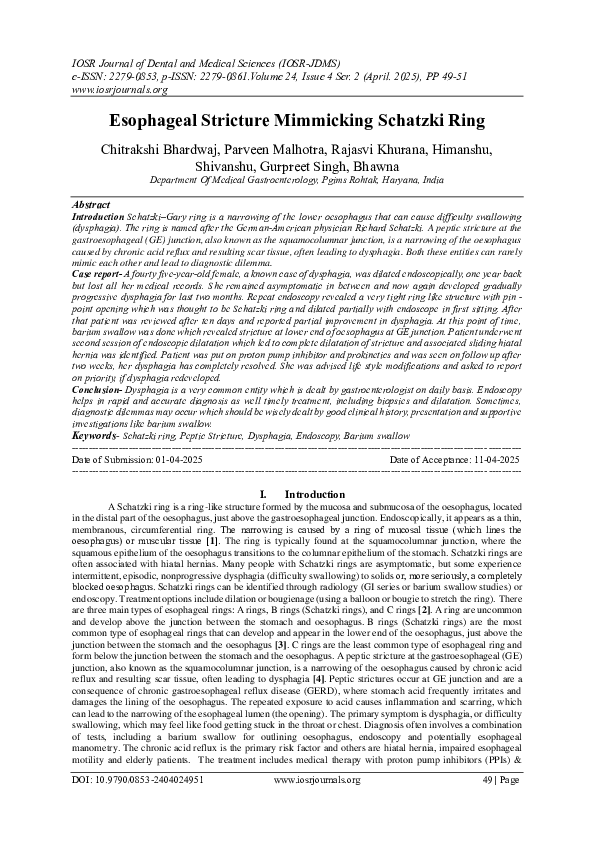 (PDF) Esophageal Stricture Mimmicking Schatzki Ring