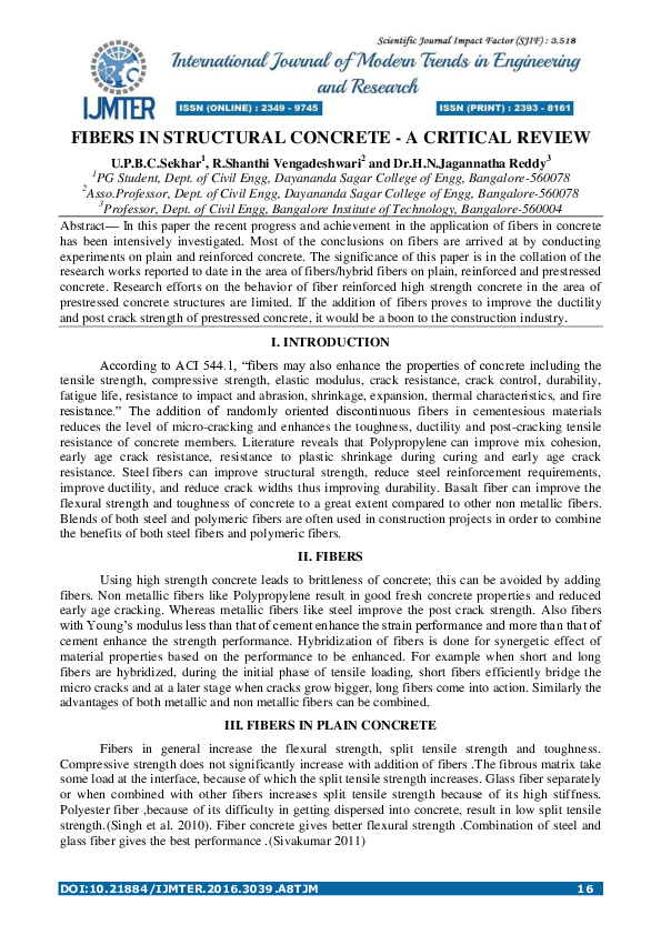 (PDF) FIBERS IN STRUCTURAL CONCRETE -A CRITICAL REVIEW