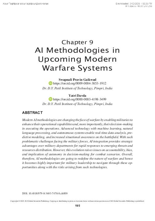 (PDF) AI Methodologies in Upcoming Modern Warfare Systems