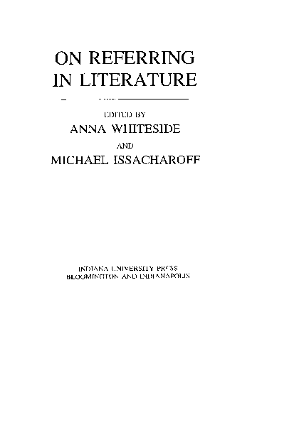 (PDF) Metafictional Implications for Novelistic Reference