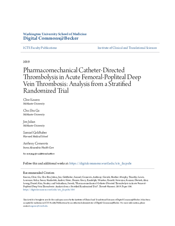 (PDF) Pharmacomechanical Catheter-Directed Thrombolysis in Acute Femoral–Popliteal Deep Vein ...