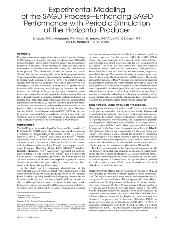 (PDF) Experimental Modeling of the SAGD Process - Enhancing SAGD Performance with Periodic ...