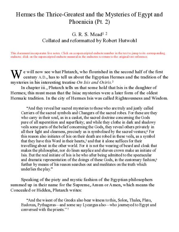 (PDF) Hermes the Thrice-Greatest and the Mysteries of Egypt and ...