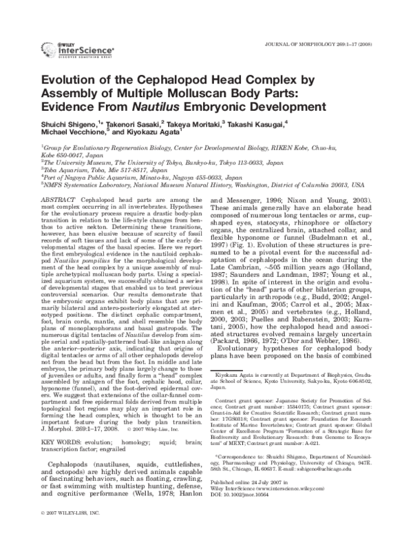 (PDF) Evolution of the cephalopod head complex by assembly of multiple ...