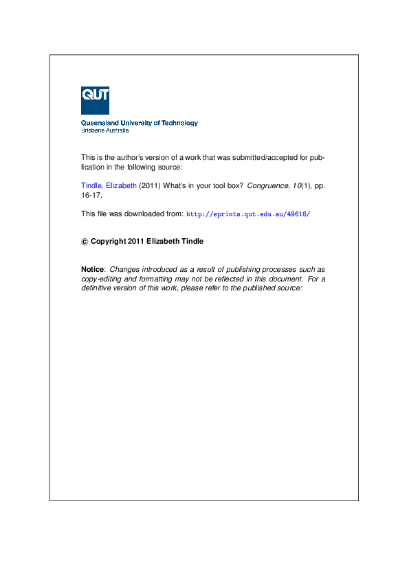 (PDF) What's in your tool box?