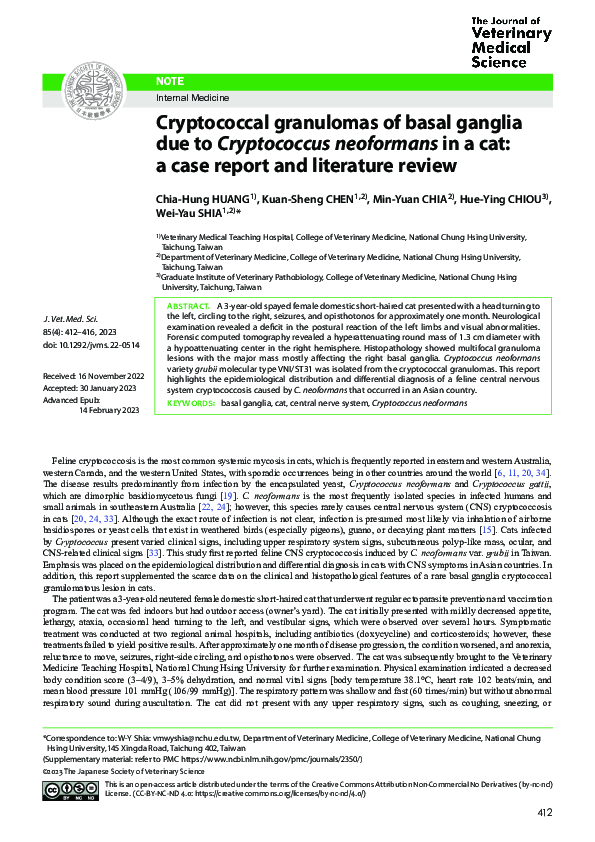 (PDF) Cryptococcal granulomas of basal ganglia due to Cryptococcus ...