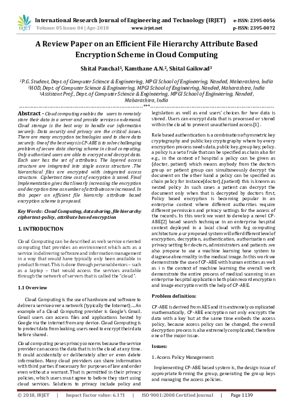 (PDF) A Review Paper on an Efficient File Hierarchy Attribute Based Encryption Scheme in Cloud ...