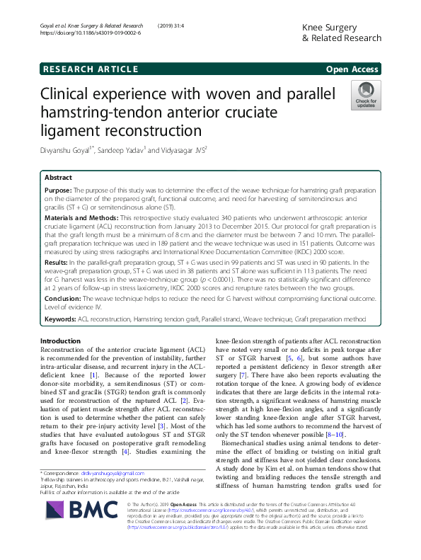 (PDF) Hamstring Tendon Autograft for Anterior Cruciate Ligament ...