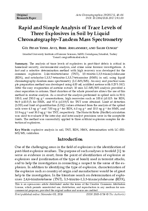 (PDF) Rapid and simple analysis of trace levels of three explosives in ...