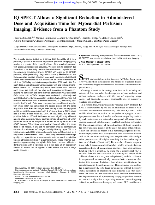 (PDF) IQ SPECT Allows a Significant Reduction in Administered Dose and ...