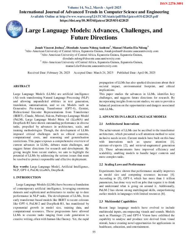 (PDF) Large Language Models: Advances, Challenges, and Future Directions