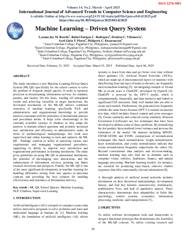 (PDF) Machine Learning -Driven Query System