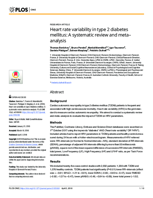 (PDF) Heart rate variability in type 2 diabetes mellitus: A systematic ...