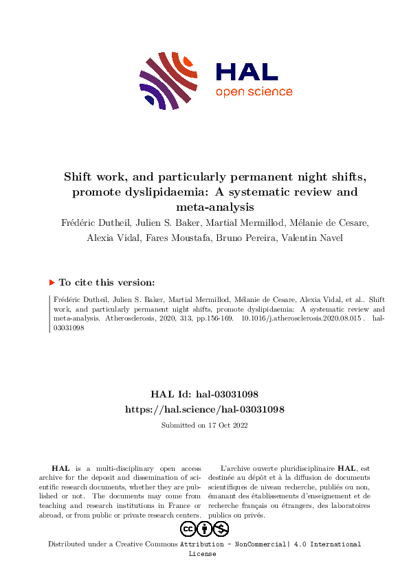 (PDF) Shift work, and particularly permanent night shifts, promote ...