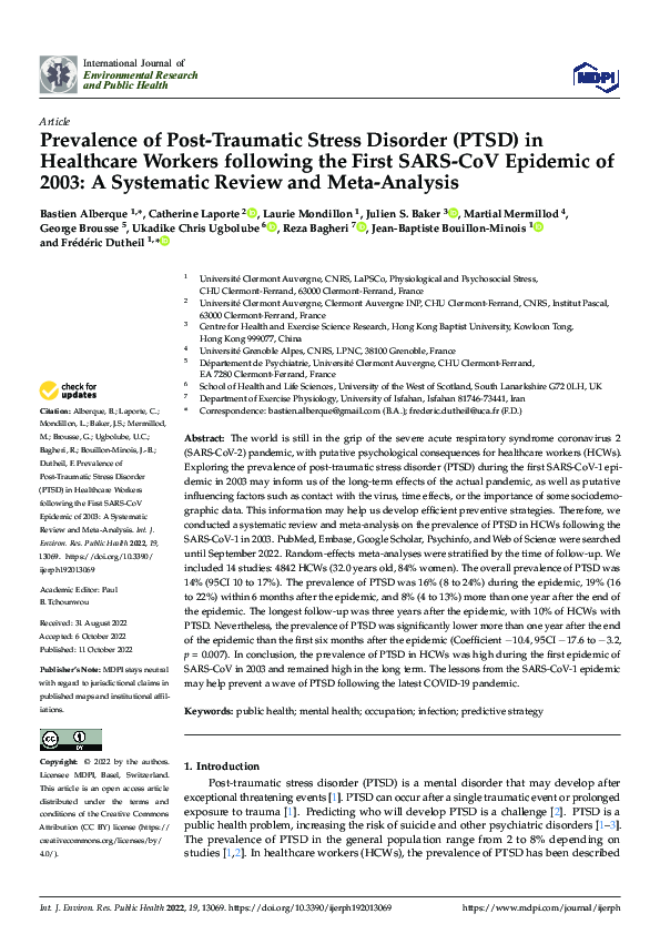 (PDF) Prevalence of Post-Traumatic Stress Disorder (PTSD) in Healthcare ...