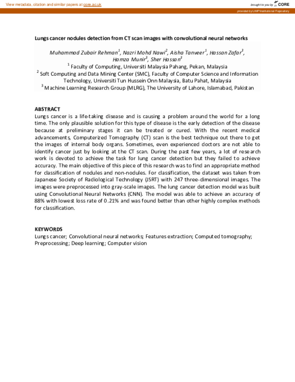 (PDF) Lungs Cancer Nodules Detection from CT Scan Images with ...
