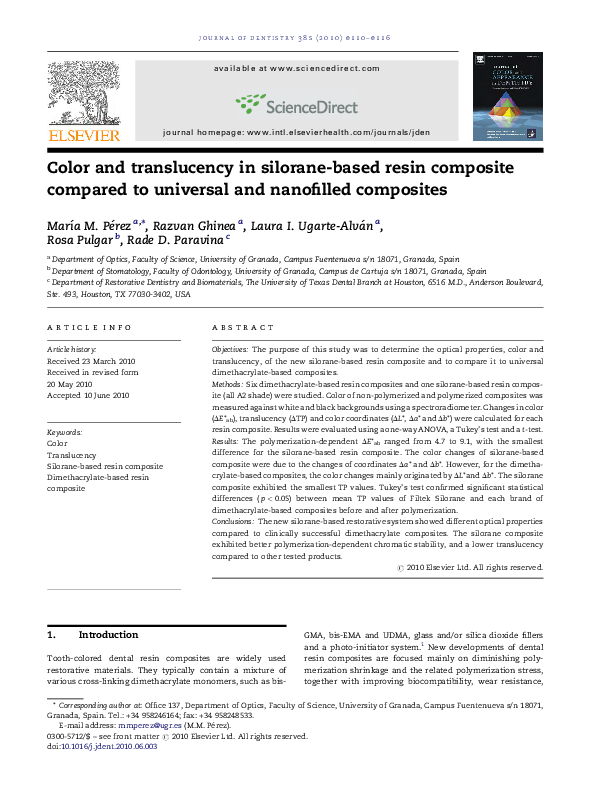 (PDF) Color and translucency in silorane-based resin composite compared ...