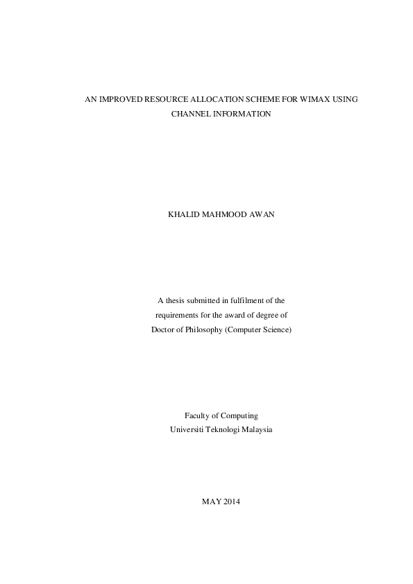 (PDF) An improved resource allocation scheme for WiMAX using channel ...