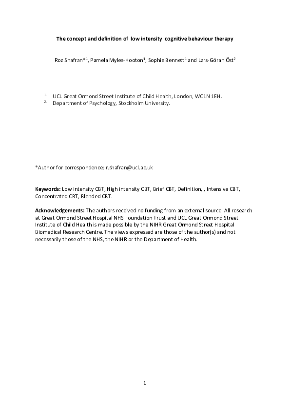 (PDF) The concept and definition of low intensity cognitive behaviour ...
