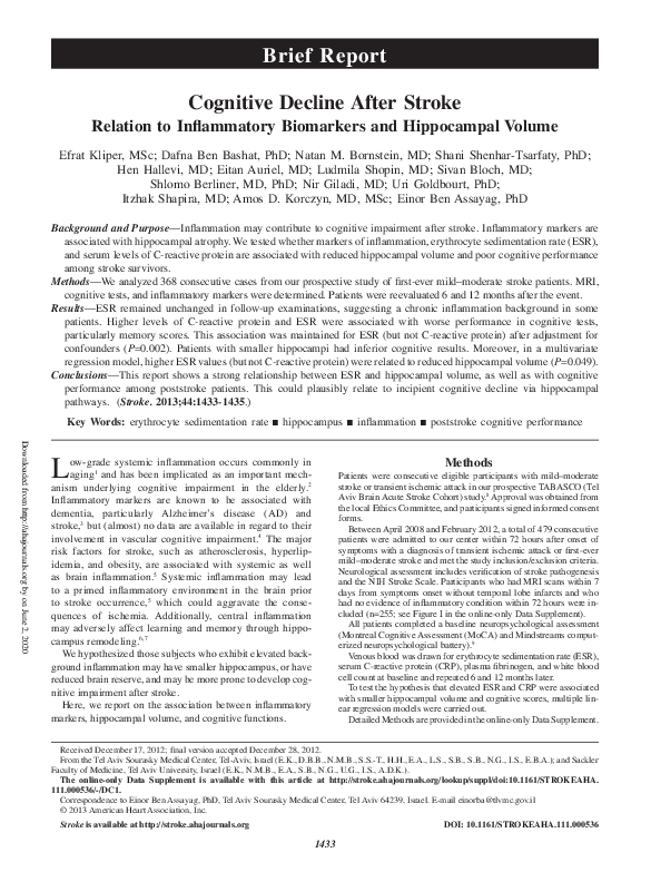 (PDF) Cognitive Decline After Stroke