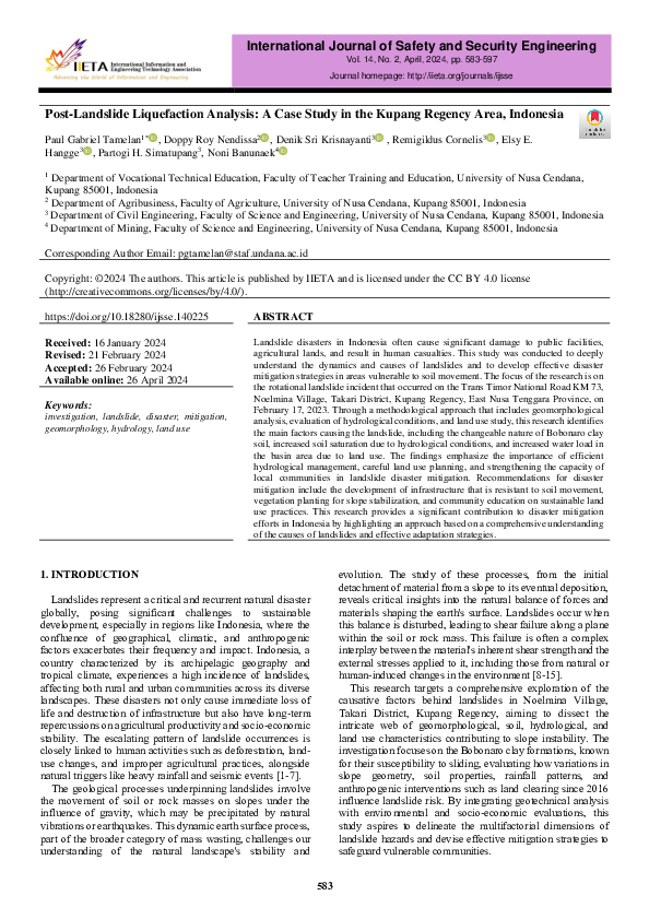 (PDF) Post-Landslide Liquefaction Analysis: A Case Study in the Kupang ...