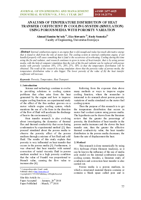 (PDF) Analysis of Temperature Distribution of Heat Transfer Coefficient ...