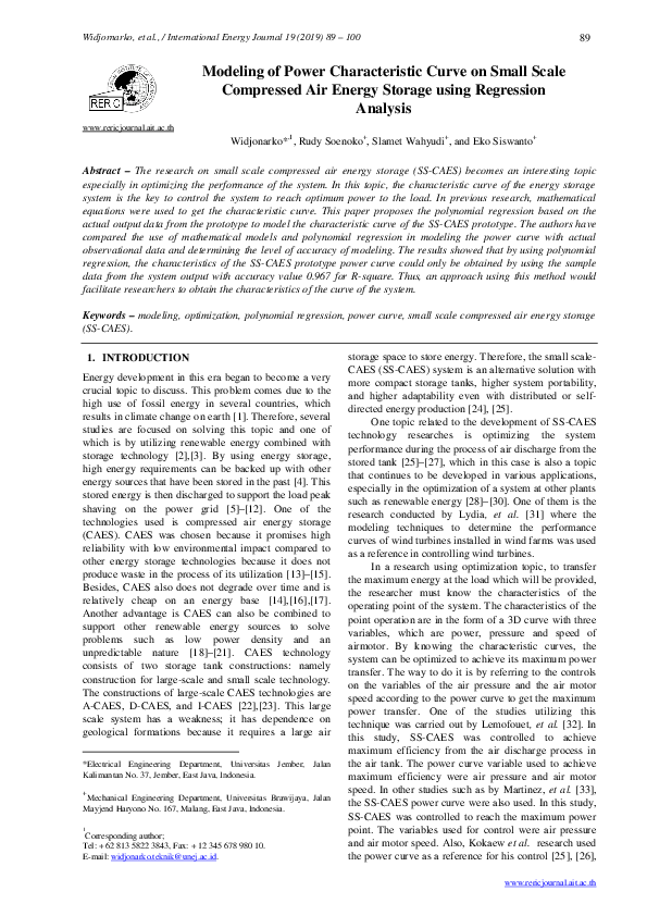 (PDF) Modeling of Power Characteristic Curve on Small Scale Compressed Air Energy Storage using ...