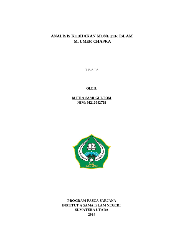 (PDF) Analisis kebijakan moneter Islam M. Umer Chapra