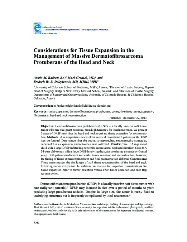 (PDF) Considerations for tissue expansion in the management of massive ...