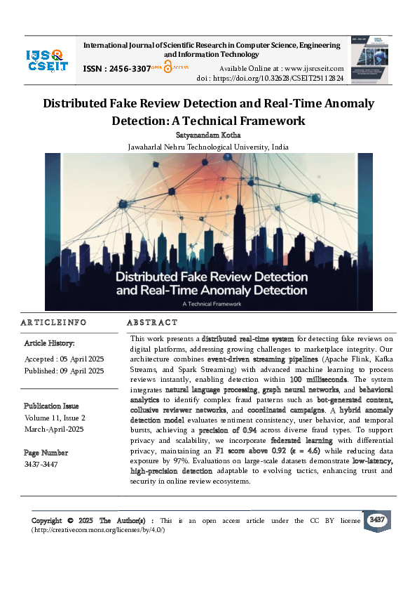 (PDF) Distributed Fake Review Detection and Real-Time Anomaly Detection: A Technical Framework