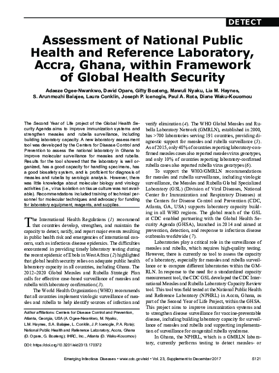 (PDF) Assessment of National Public Health and Reference Laboratory ...
