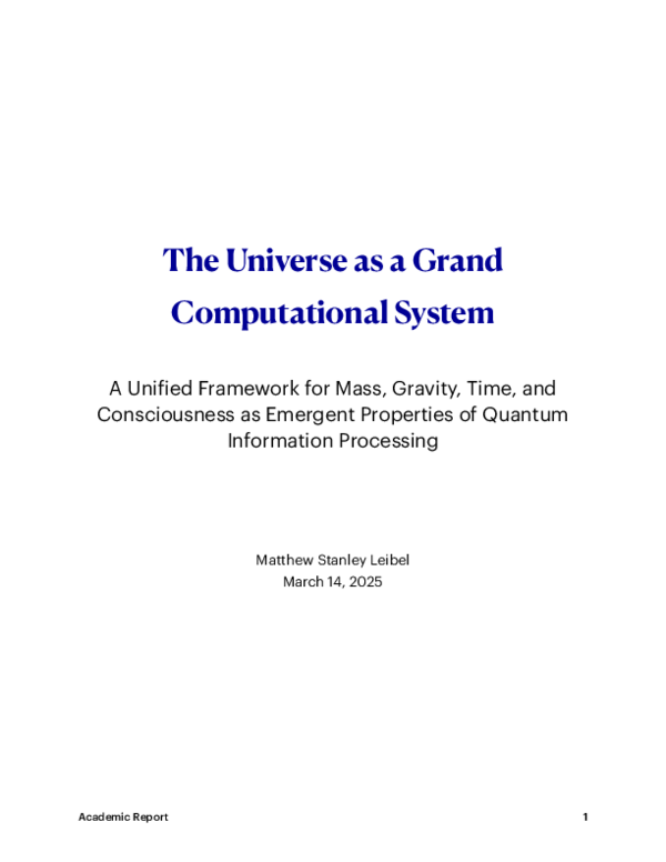 (PDF) The Universe as a Grand Computational System A Unified Framework ...
