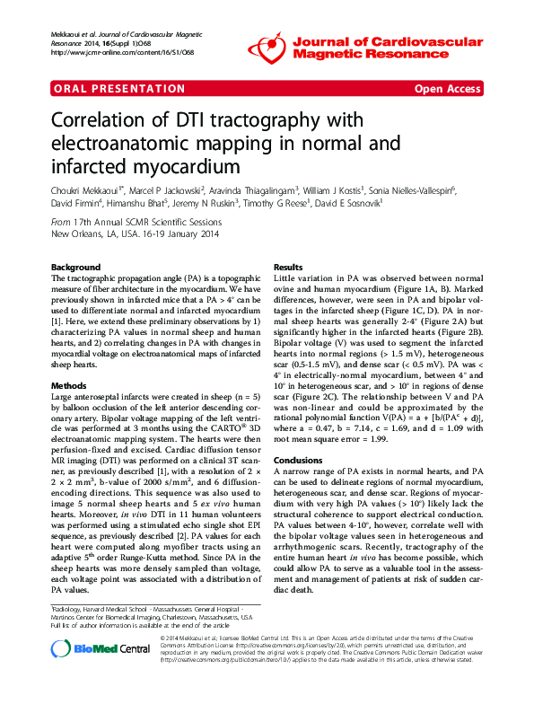 (PDF) Correlation of DTI tractography with electroanatomic mapping in normal and infarcted ...