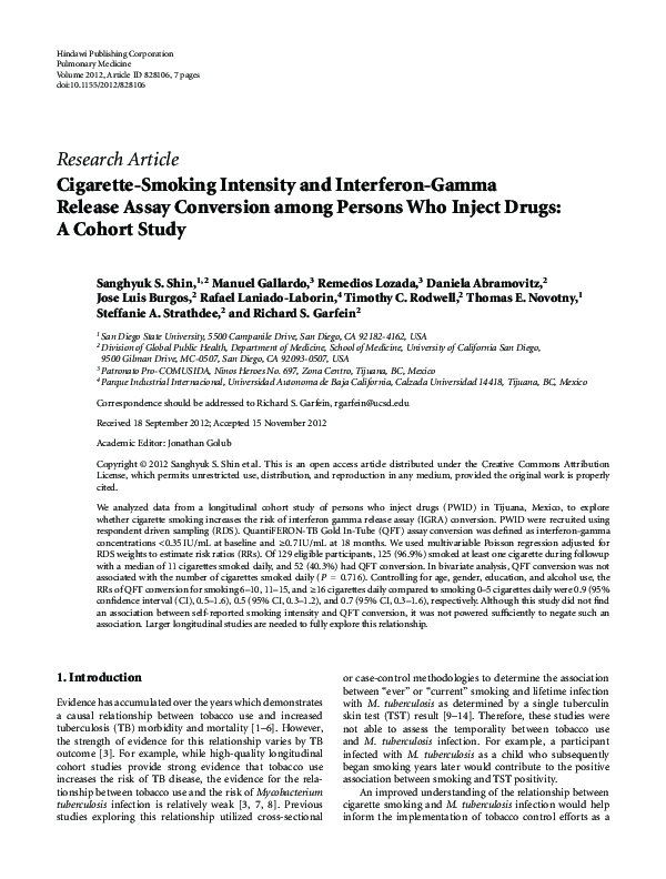 (PDF) Cigarette-Smoking Intensity and Interferon-Gamma Release Assay ...