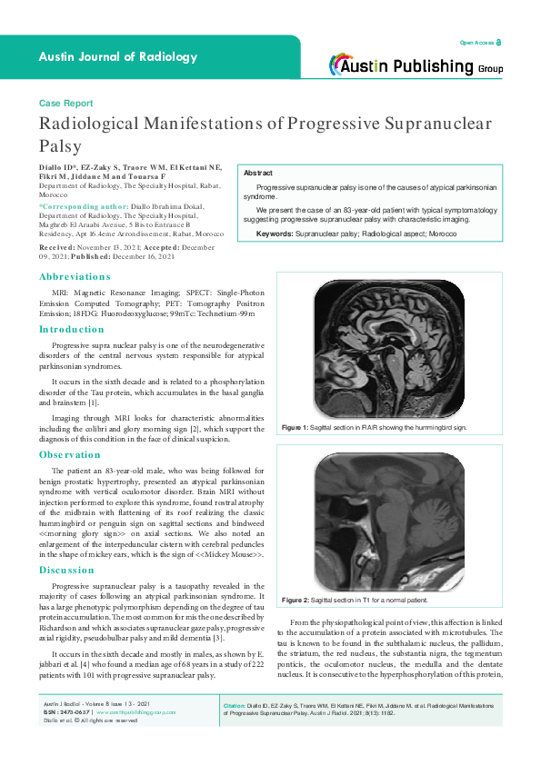 (PDF) Radiological Manifestations of Progressive Supranuclear Palsy