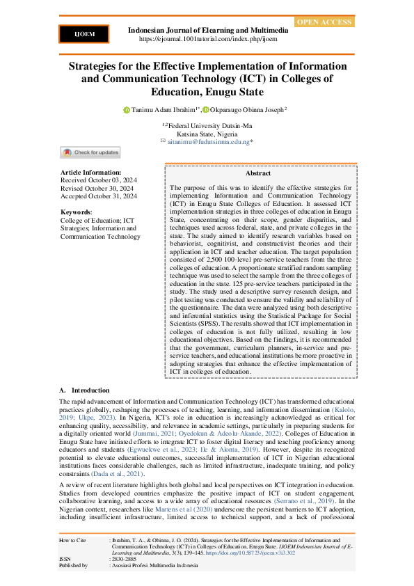 (PDF) Strategies for the Effective Implementation of Information and Communication Technology ...