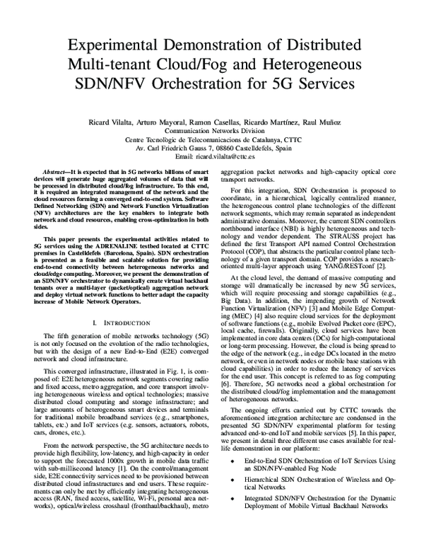 (PDF) Experimental demonstration of distributed multi-tenant cloud/fog and heterogeneous SDN/NFV ...