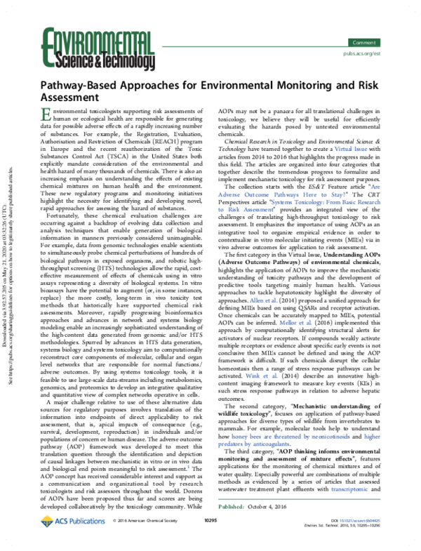 (PDF) Pathway-Based Approaches for Environmental Monitoring and Risk ...