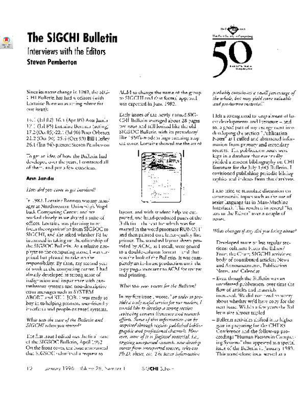 (PDF) The SIGCHI bulletin