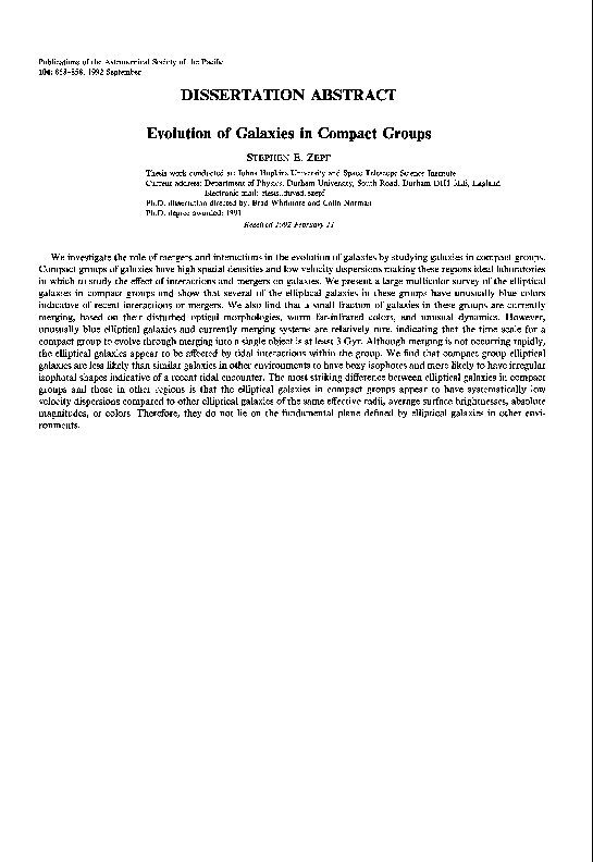 (PDF) Evolution of Galaxies in Compact Groups