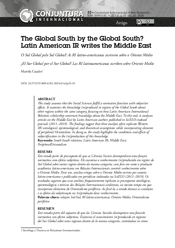 (PDF) The Global South by the Global South? Latin American IR writes ...
