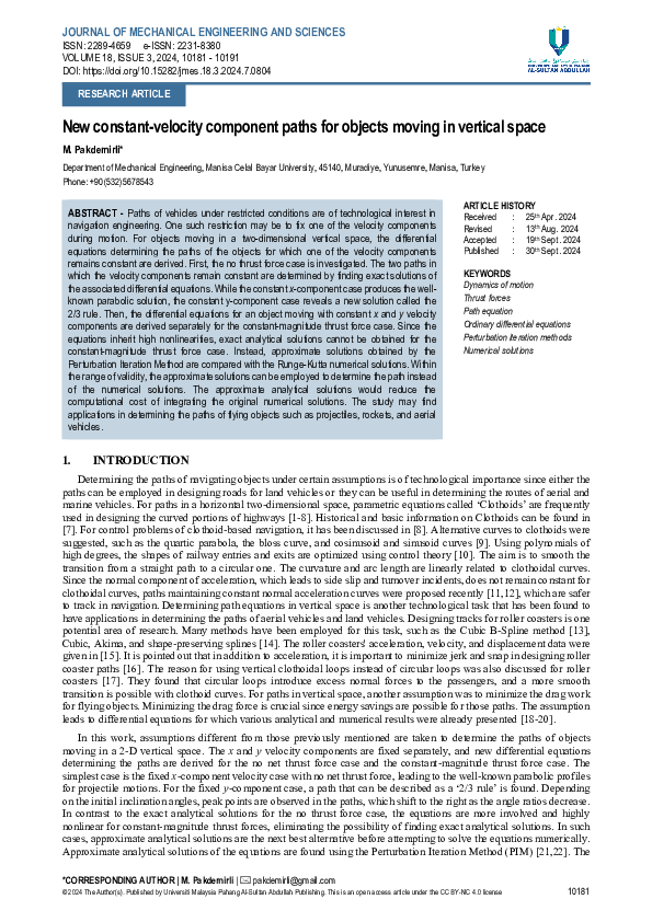 (PDF) New constant-velocity component paths for objects moving in ...