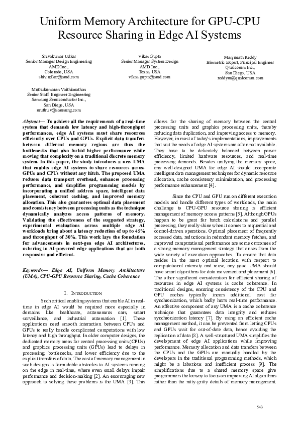 (PDF) Uniform Memory Architecture for GPU-CPU Resource Sharing in Edge ...