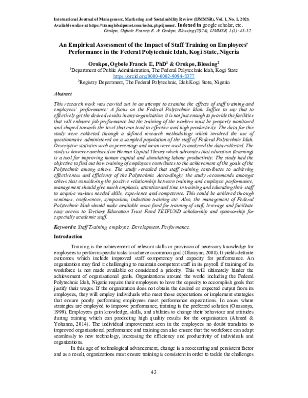 (PDF) An Empirical Assessment of the Impact of Staff Training on ...